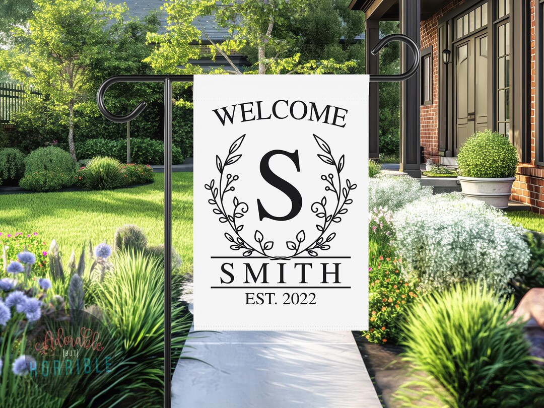 Personalized Monogram Welcome ⁝ Yard Flag ⁝ Lawn Decor ⁝ Garden Decor ...