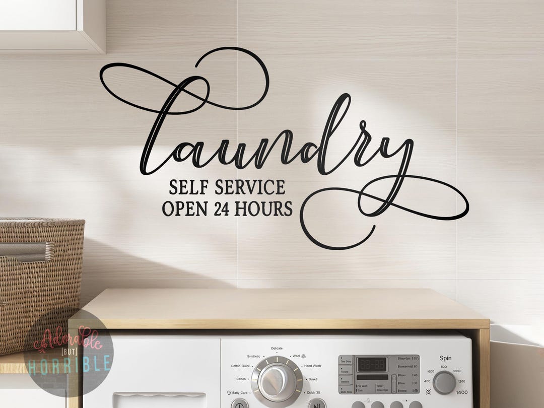 Laundry: Self Service ⁝ Wall Decal ⁝ Laundry Room Decor ⁝ Utility Room ...