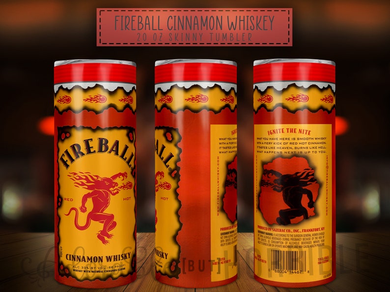 Fireball Whiskey Red Label 20 Oz Skinny Tumbler Funny Tumbler Alcohol ...