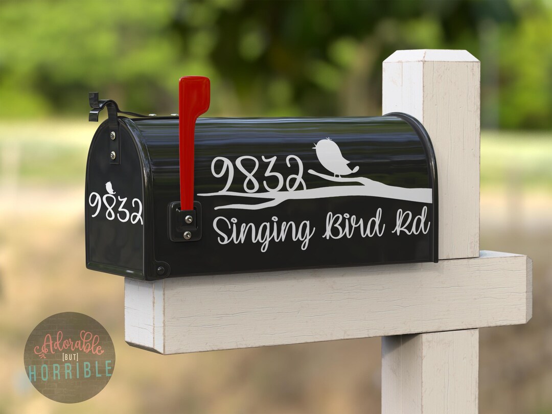 Bird on A Branch ⁝ Mailbox Decal ⁝ Outdoor Decor ⁝ Personalized ...