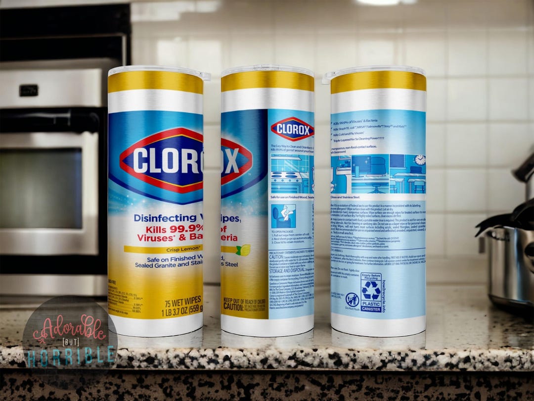 Clorox Crispt Lemon 20oz Skinny Tumbler Sarcastic Funny Prank Tumblers Label Joke Gag Gift ...