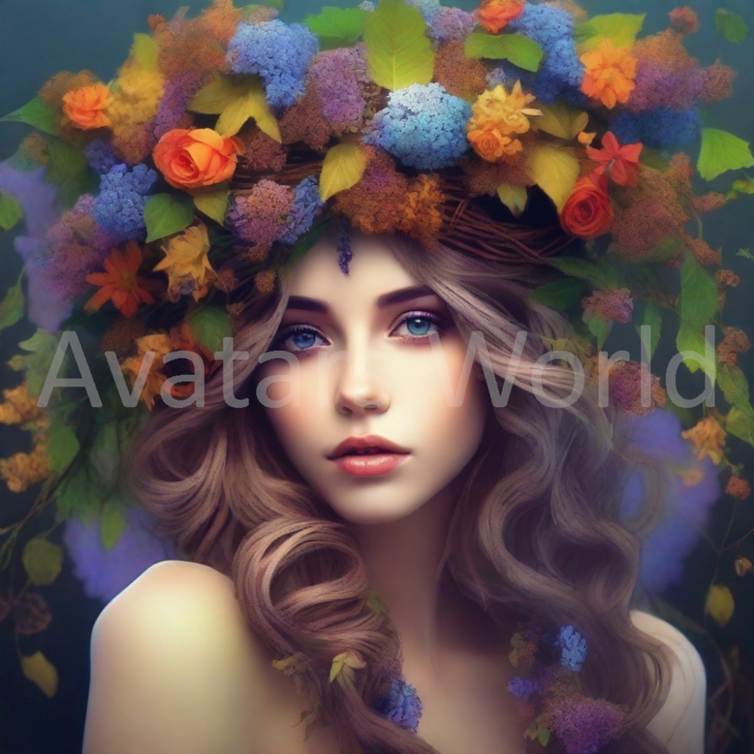 5 Flower Girl Game Avatars / Gamer Logo / Social Media Logo / Cartoon ...