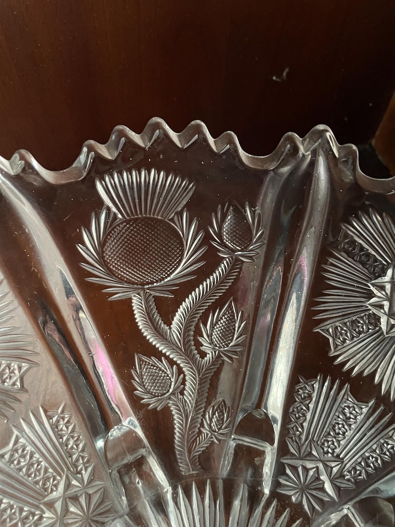 Antique Higbee Pressed Glass Bowl: Thistle Pattern, 1900s - Etsy