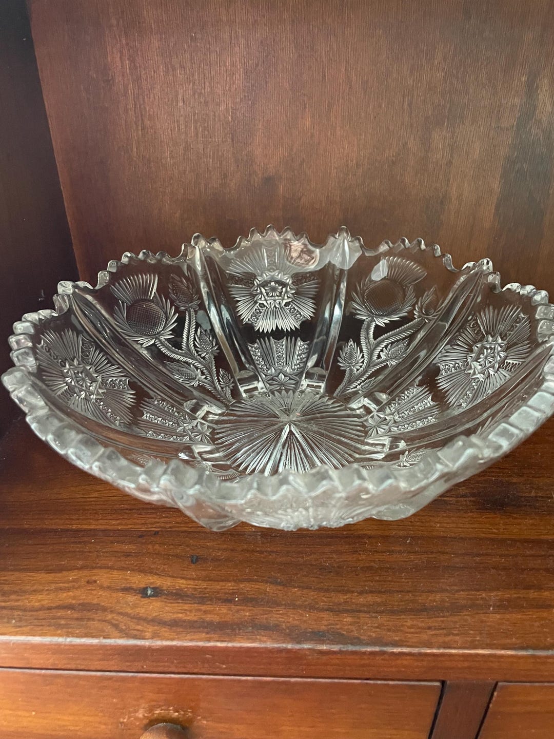 Antique Higbee Pressed Glass Bowl: Thistle Pattern, 1900s - Etsy