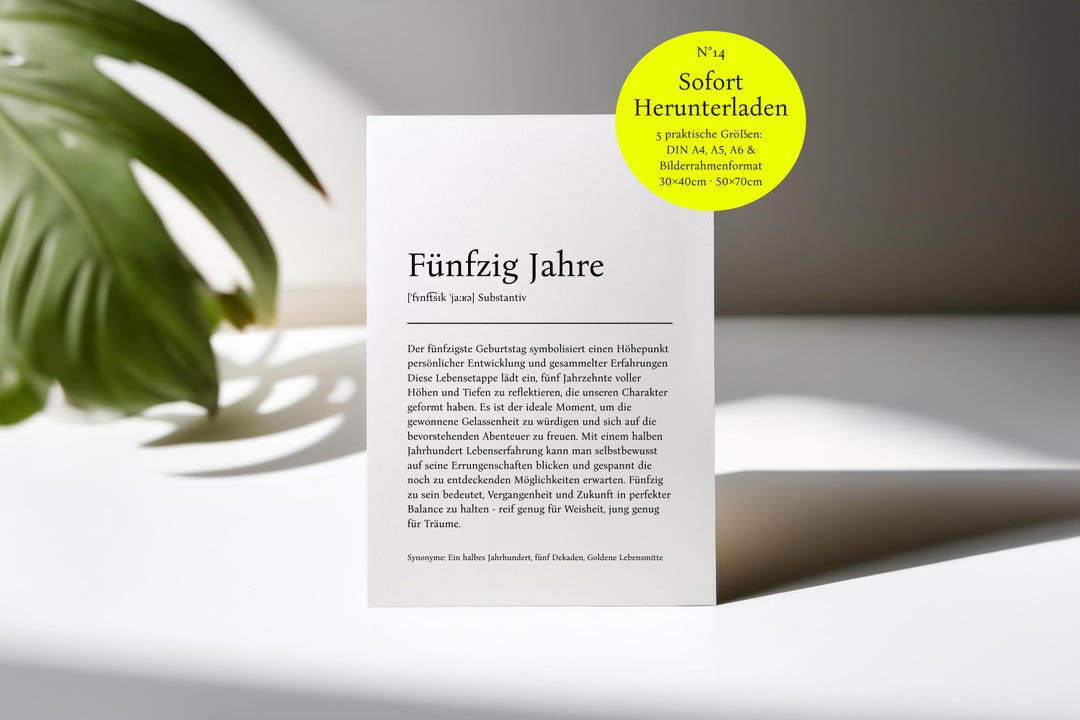 Fifty Years Definition Postcard Gift 50th Birthday Woman 1974 Birthday ...