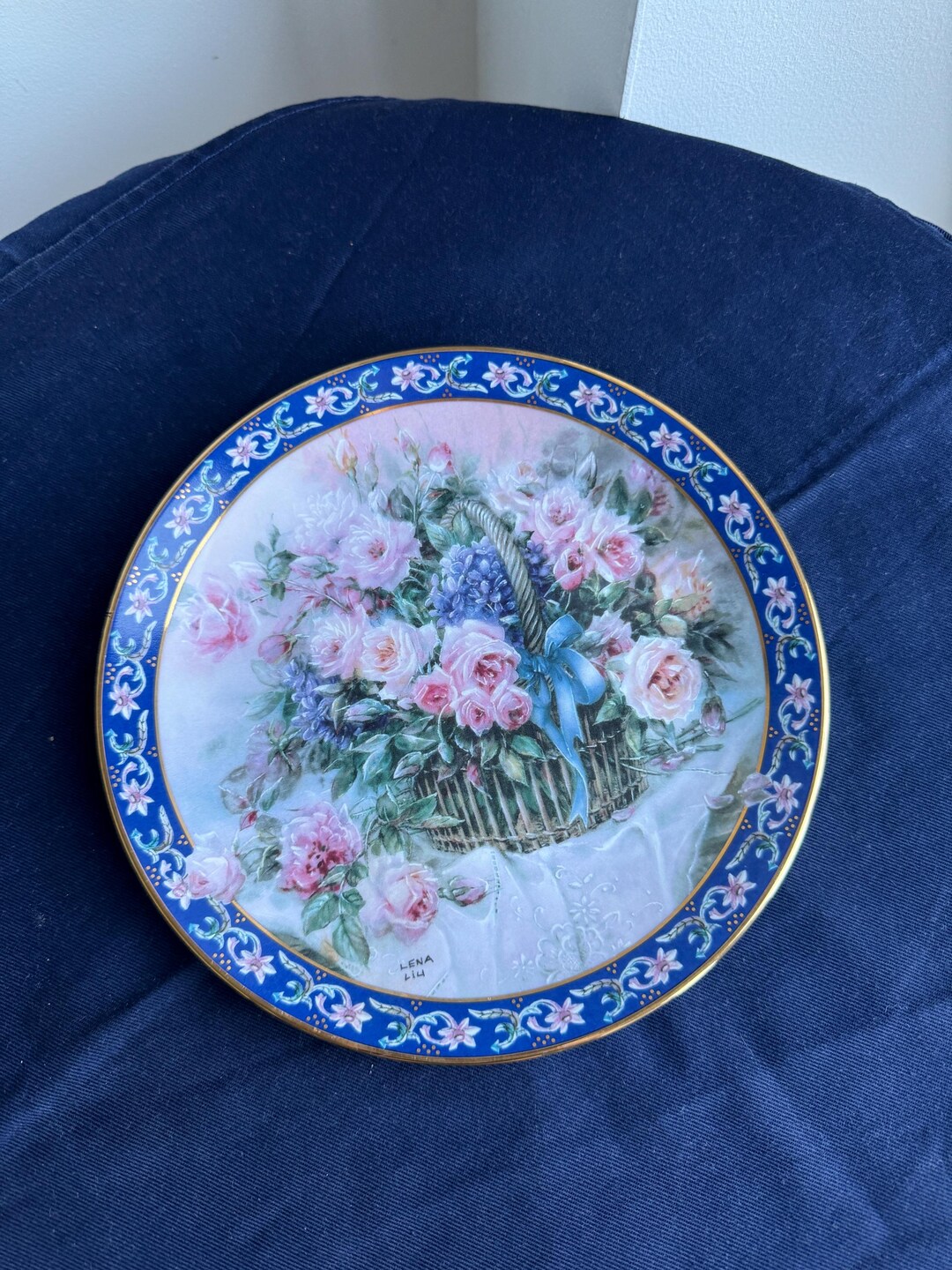 Lena Liu Roses in Basket Bouquet Collectible Plate Limited Issue ...