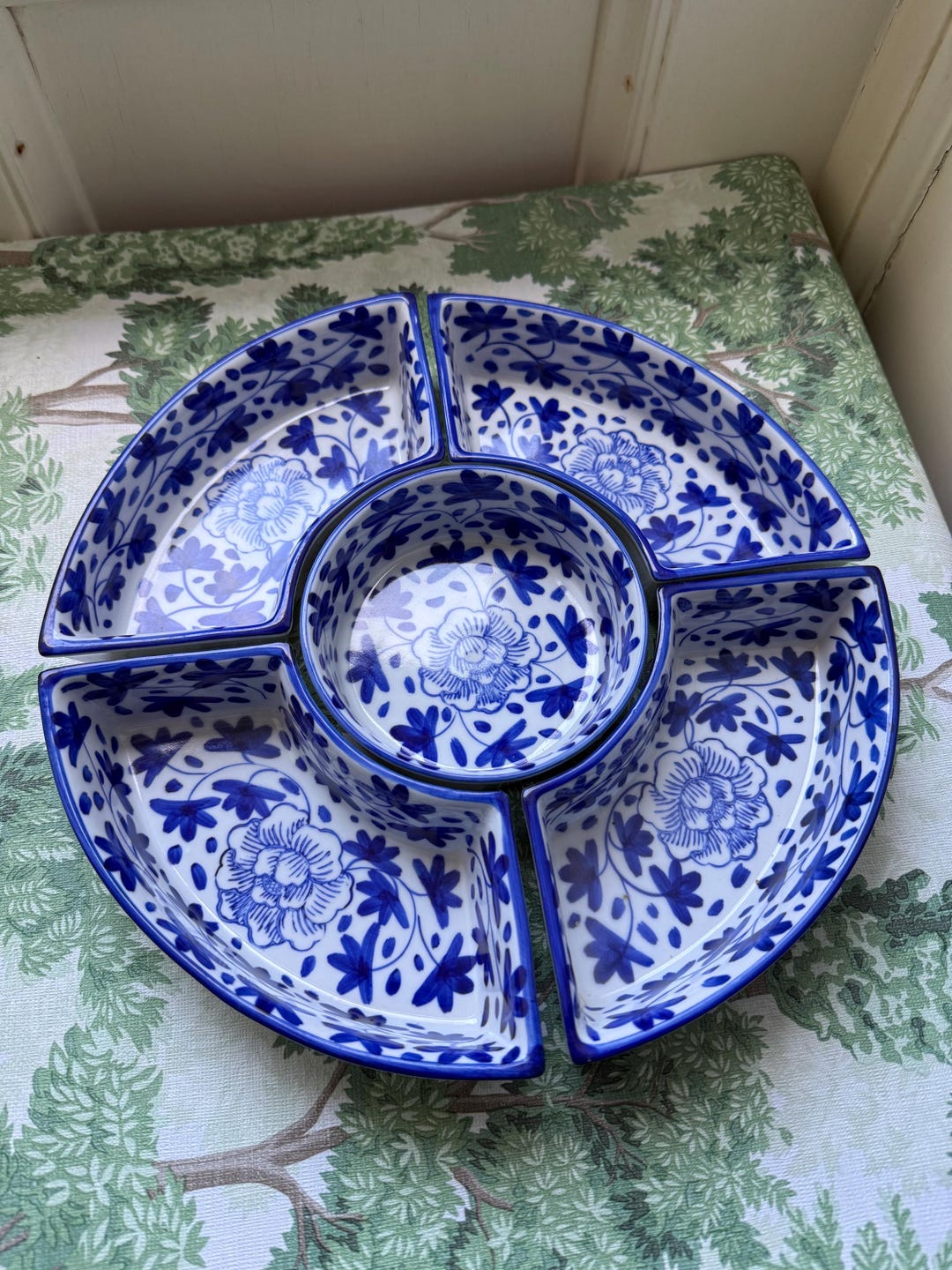 Vintage Blue Floral Serving Dishes, Delft Chinoiserie Style, Set of 4 ...