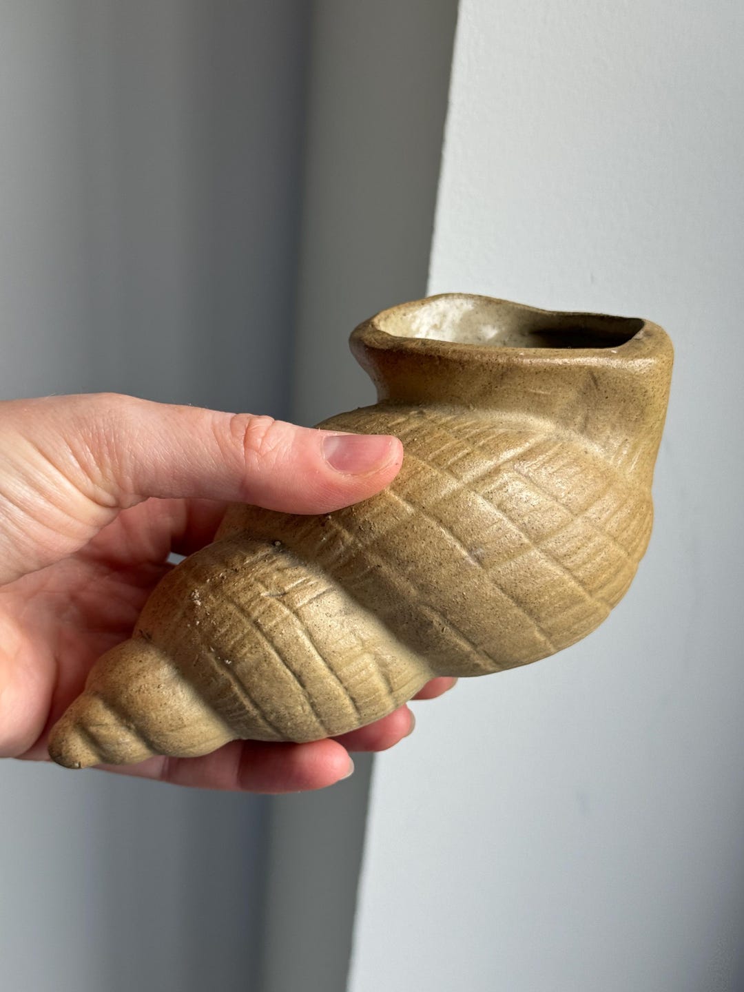 Shell Stoneware Plant Pot, Shell Plant Pot, Vintage Shell Plant Pot - Etsy