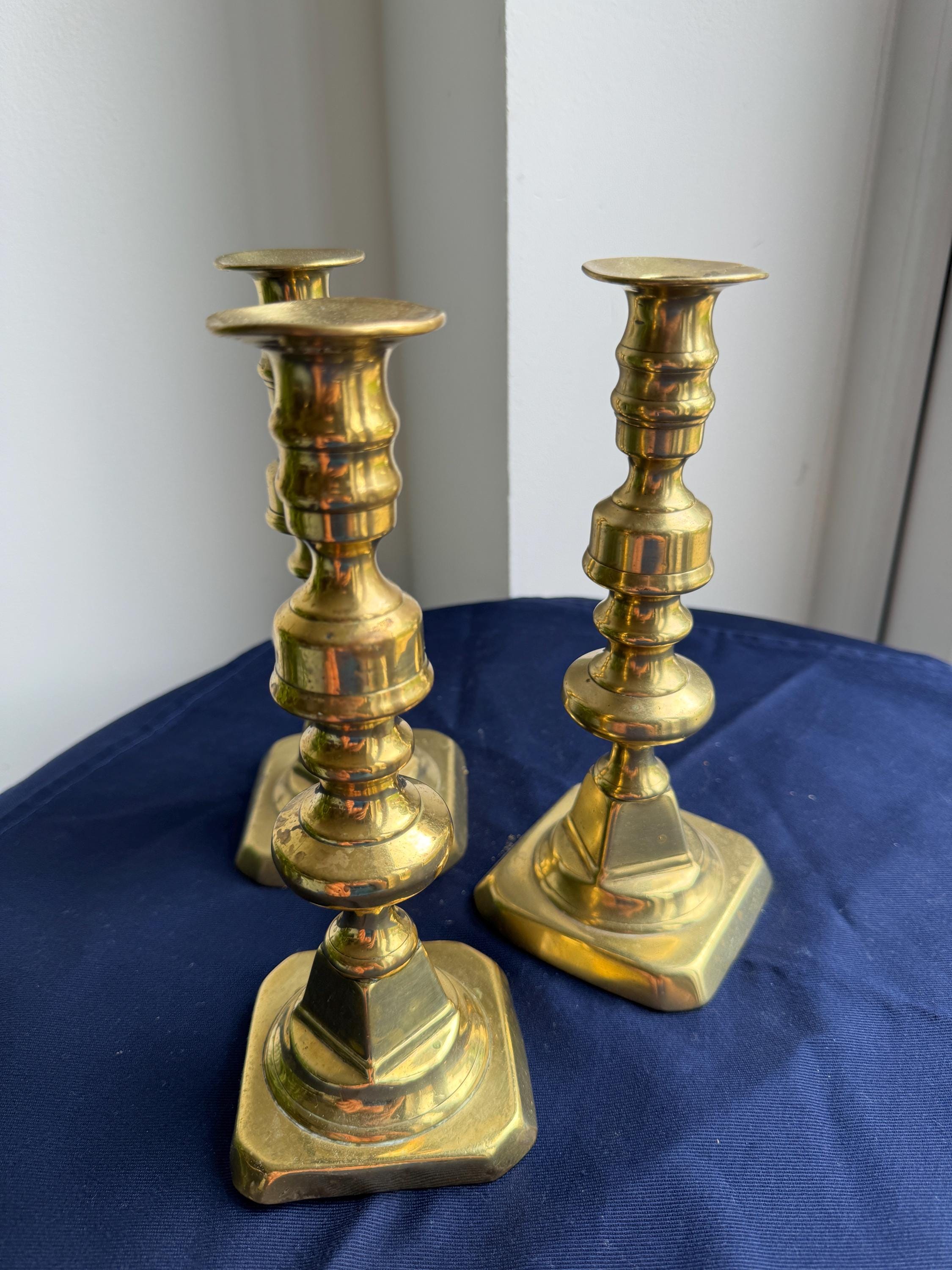 Antique Victorian Candlesticks, Three Vintage Brass Candlesticks ...