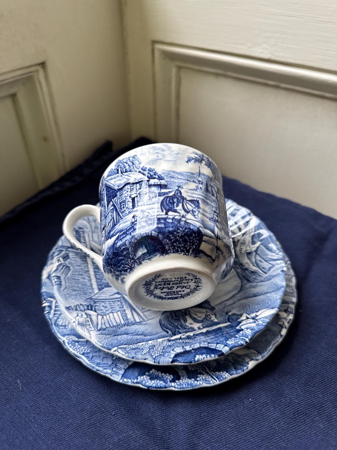 Vintage James Kent Old Foley Teacup Trio, Blue and White Ironstone ...