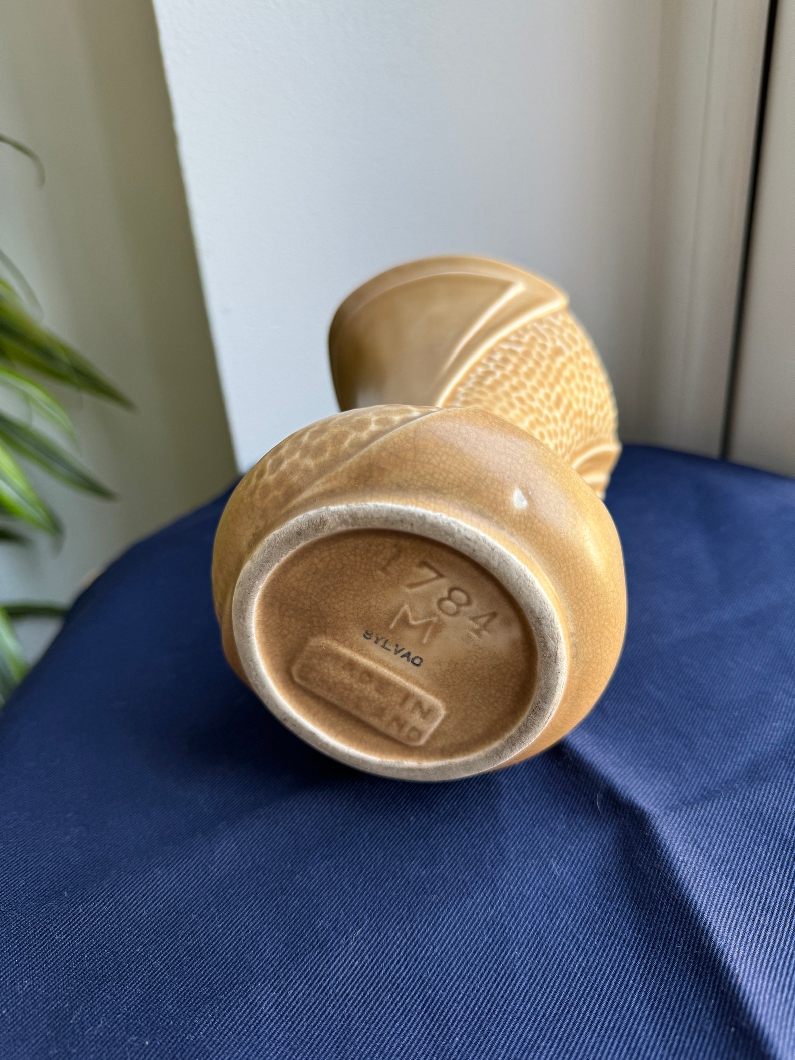 1950s British Sylvac sylvac Art Deco Fawn Glaze Textured Jug Vase ...