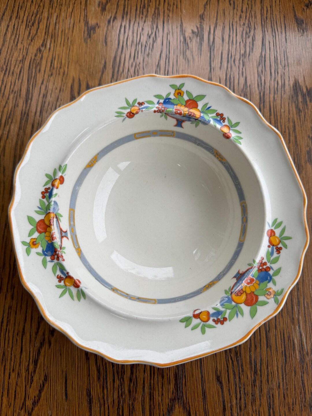 Vintage Myott & Sons Art Deco Soup Bowl, Floral Rim - Etsy