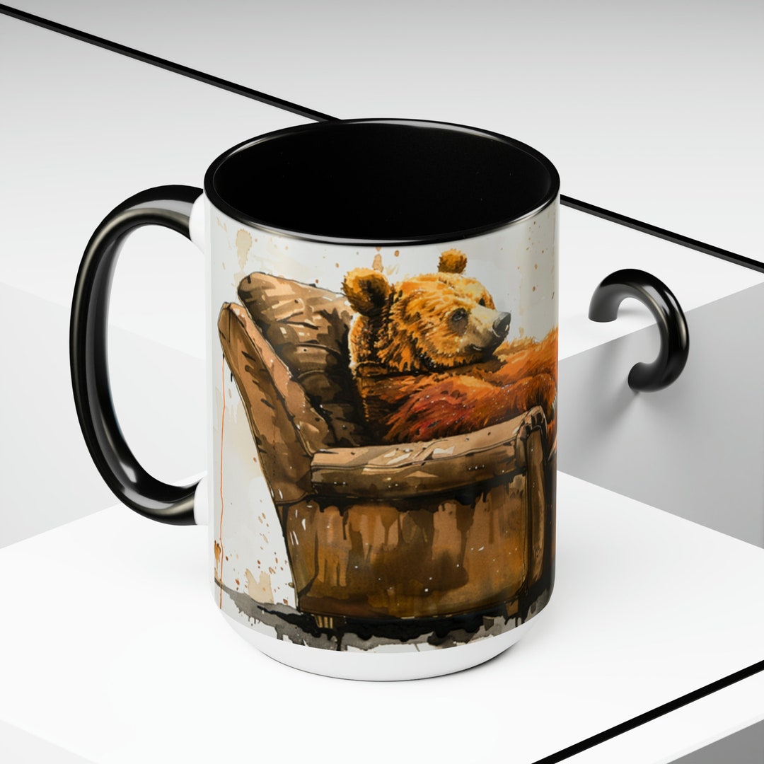 Cozy Snooze: Fat Lazy Bear Two-tone Coffee Mug - Etsy