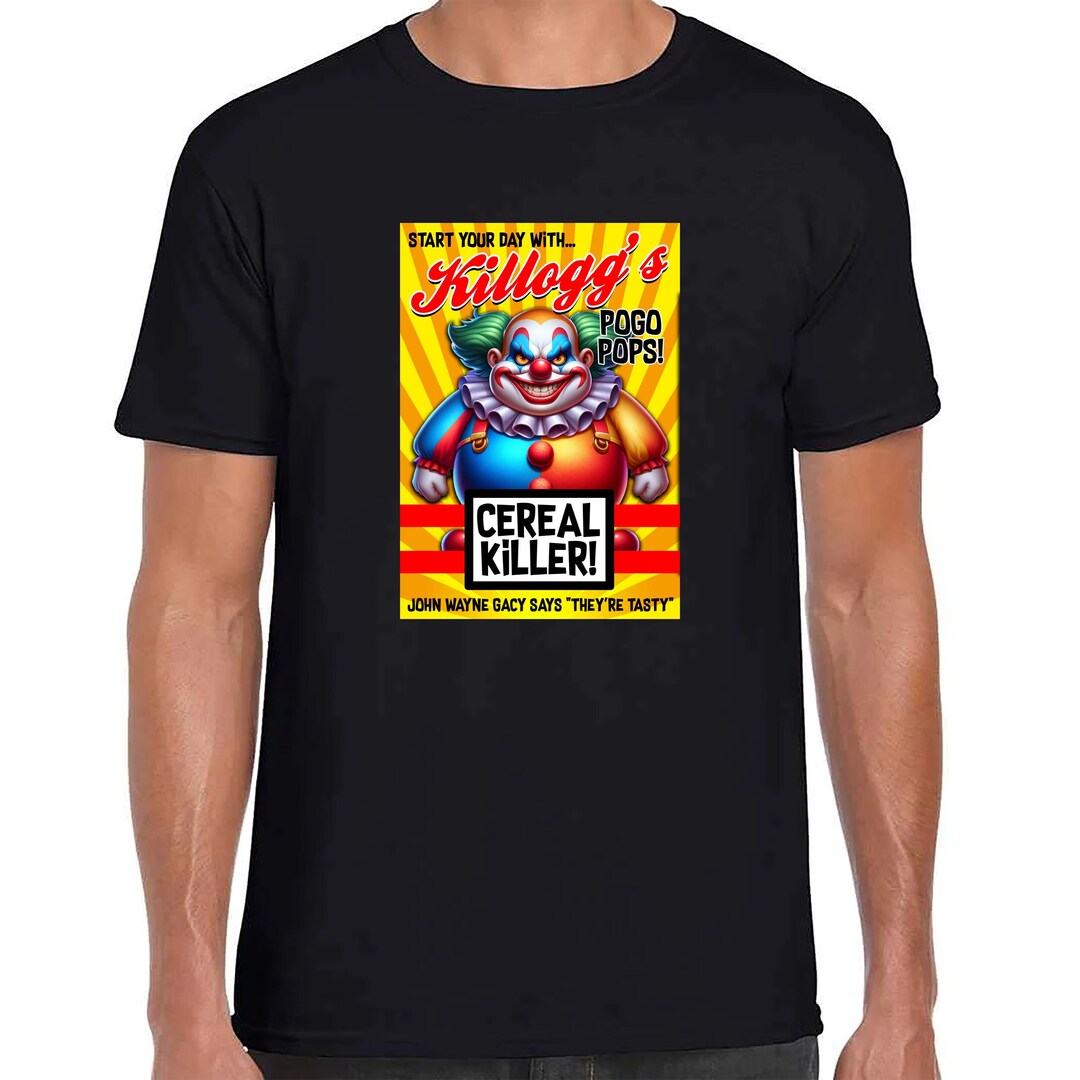 John Wayne Gacy T-shirt Serial Killer Gildan Softstyle Tshirt Patches Pogo the Clown Parody Fun ...