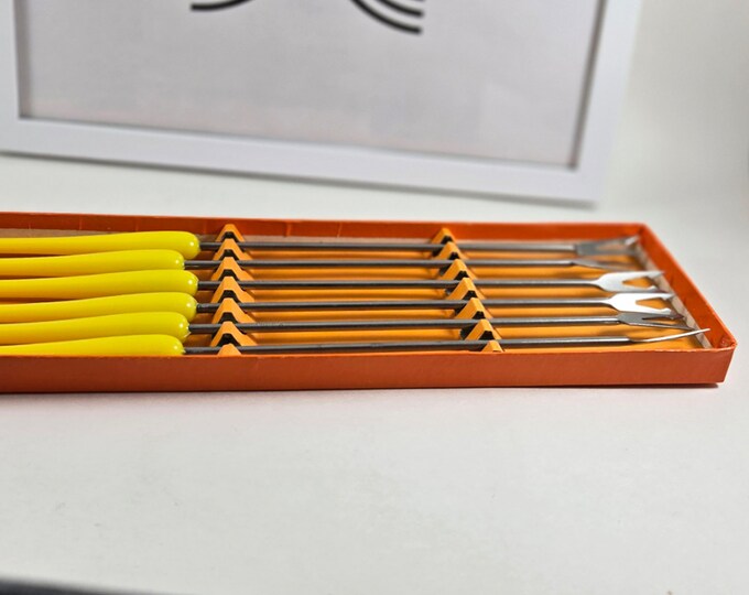 Fondue Forks From Mid Century; Japan Made Yellow Handled Fondue Forks ...