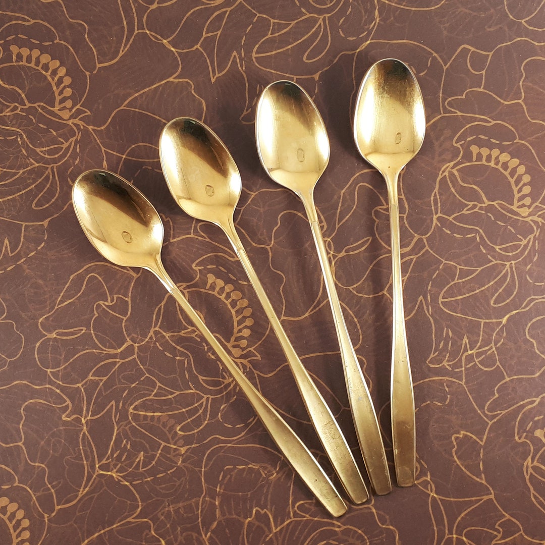 Gold Colored Iced Tea Spoons; Four Rogers Cutlery Co Stainless USA Gold ...