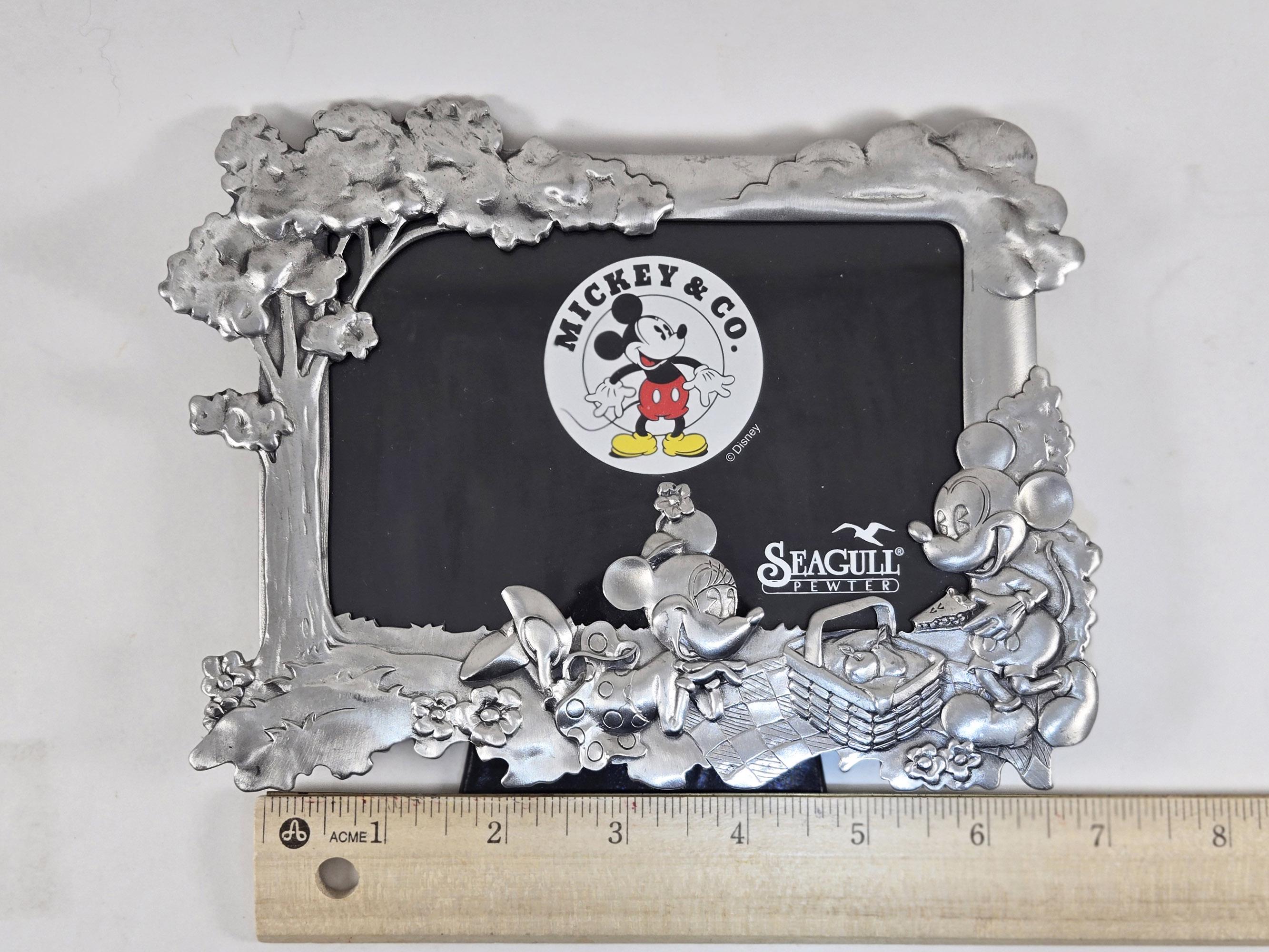 Disney Pewter Frame Mickey and Minnie on Picnic Seagull Pewter Photo ...