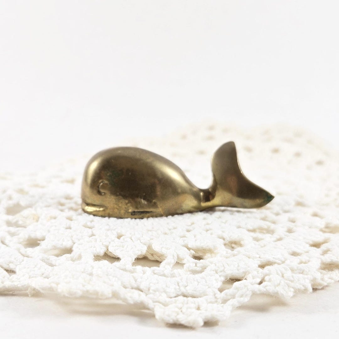 Tiny Brass Whale Paperweight or Figurine; 2 1/2 Inch Long Whale ...