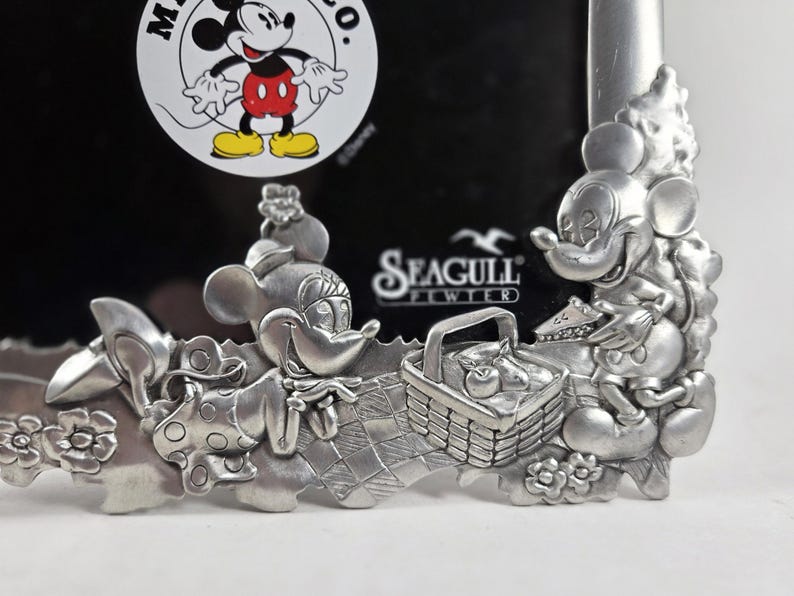 Disney Pewter Frame Mickey and Minnie on Picnic Seagull Pewter Photo ...