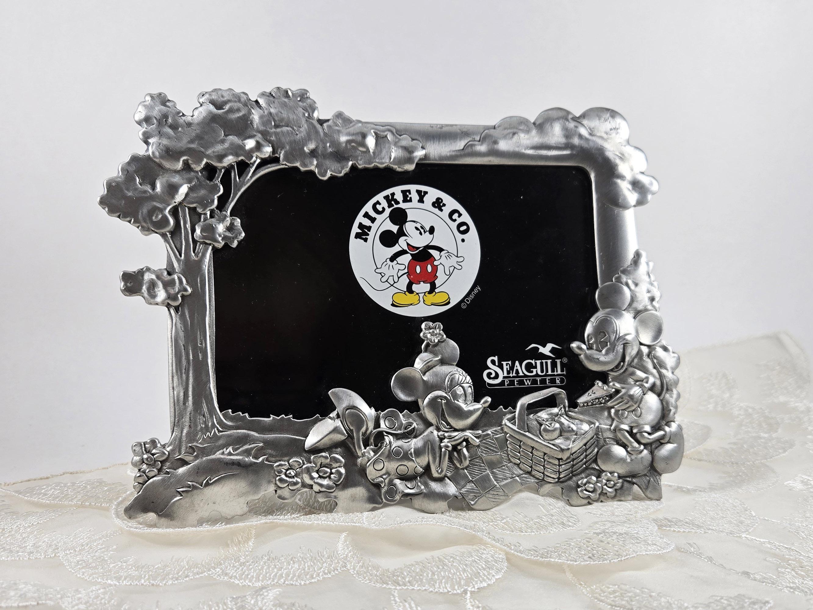 Disney Pewter Frame Mickey and Minnie on Picnic Seagull Pewter Photo ...