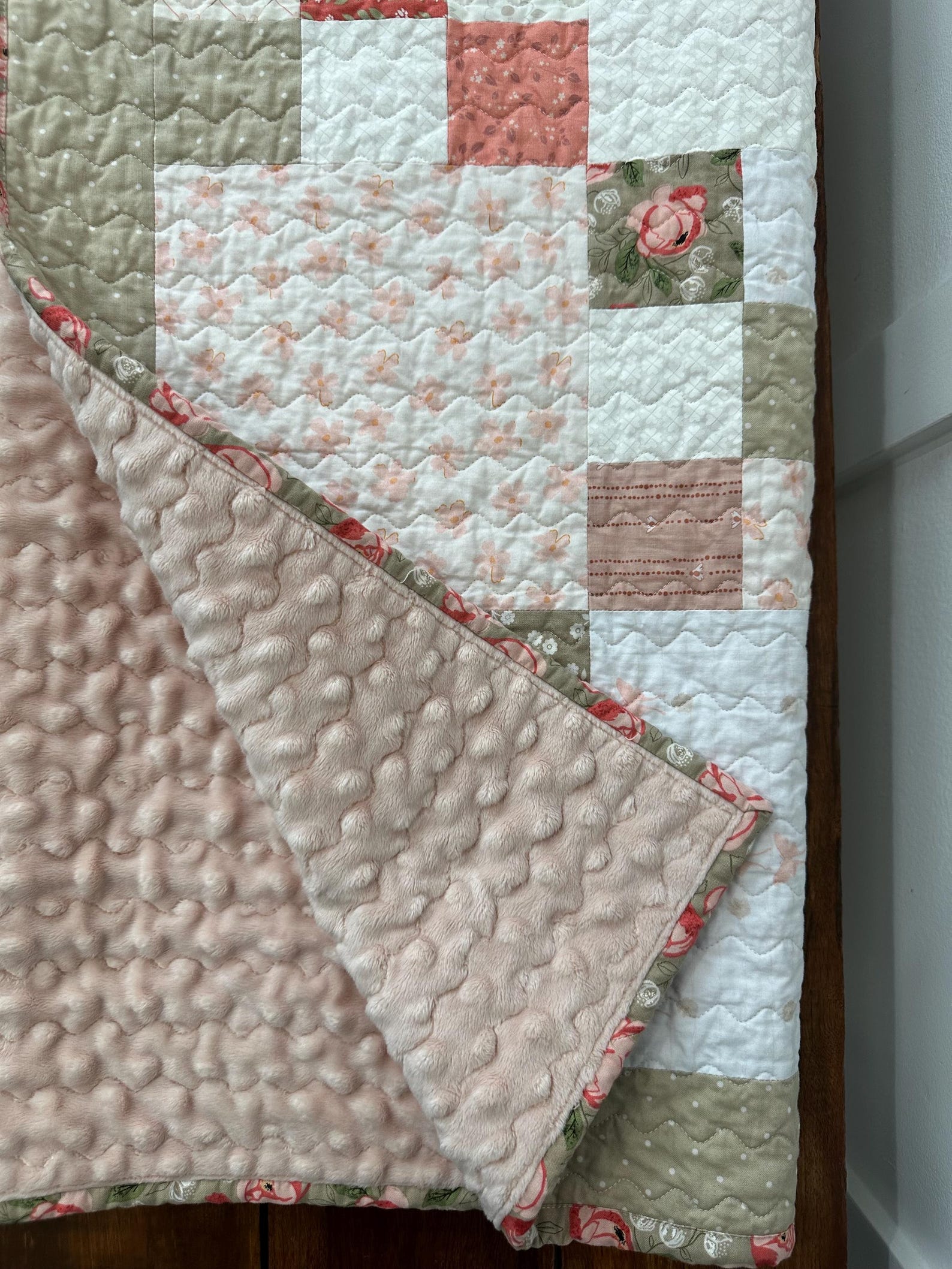 Handmade Irish Chain Quilt: Minky Backing, Pink Baby Quilt (40 X 40) - Etsy