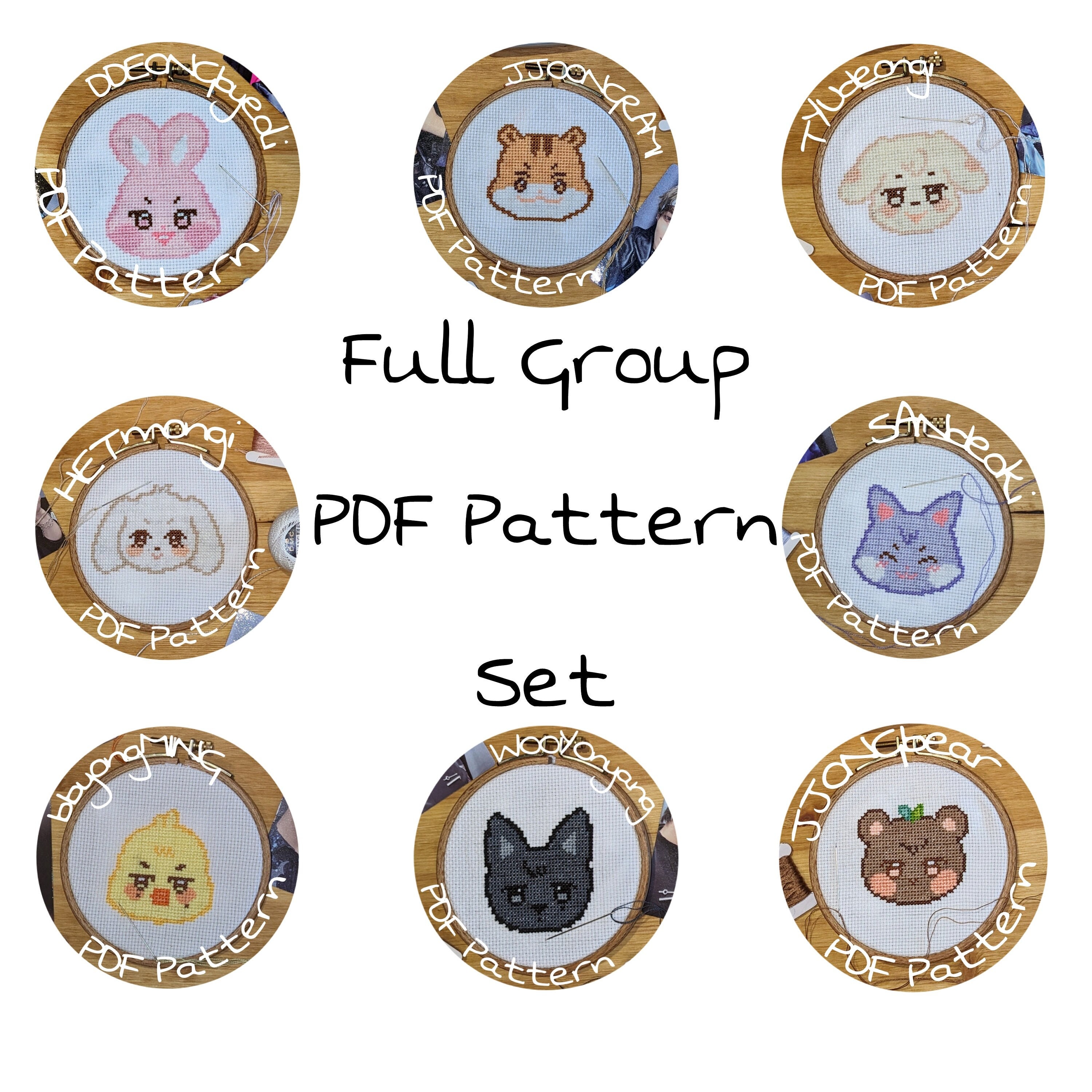 Ateez Aniteez Cross Stitch Pattern Set - Full Group - 8 Patterns - Etsy