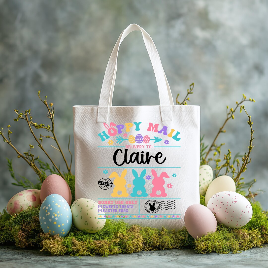 Custom Easter Tote, Easter Basket, Bunny Basket, Canvas Tote, Custom ...