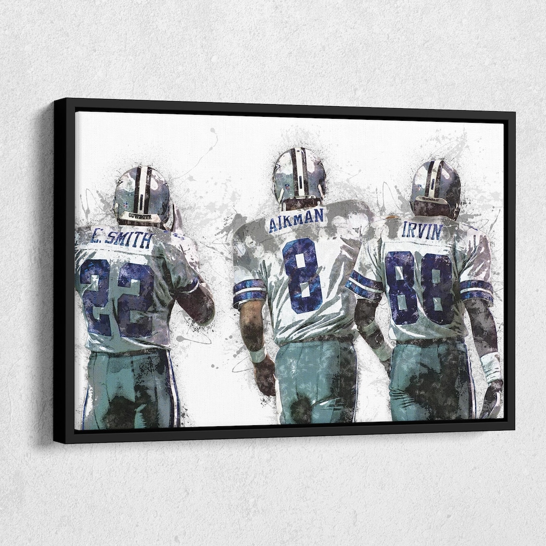 Troy Aikman, Michael Irvin & Emmitt Smith Canvas Print - Dallas Cowboys ...