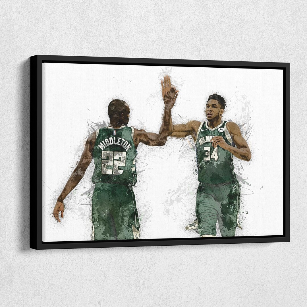 Giannis Antetokounmpo & Khris Middleton Canvas Print - Milwaukee Bucks ...