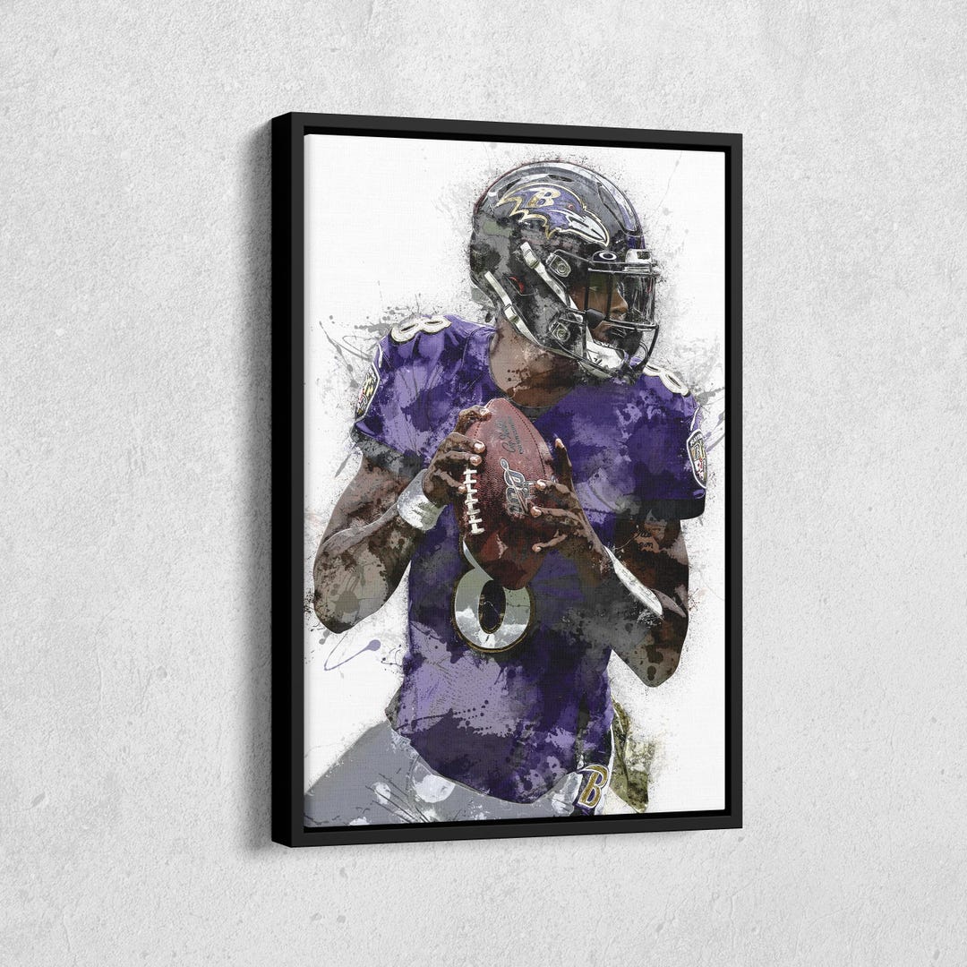 Lamar Jackson Canvas Print Baltimore Ravens Wall Art, NFL Decor for ...
