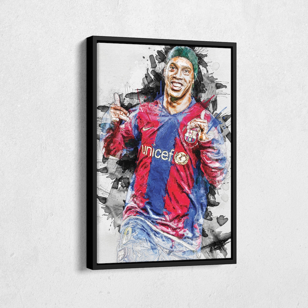 Ronaldinho Poster Barcelona Soccer Painting Hand Made Posters Canvas ...