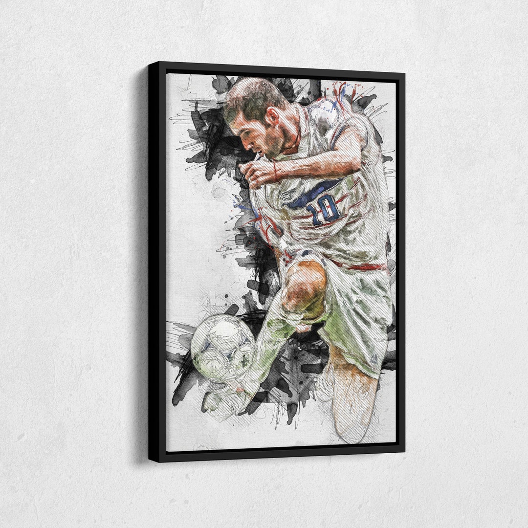 Zidane Poster Real Madrid Soccer Painting Hand Made Posters Canvas ...