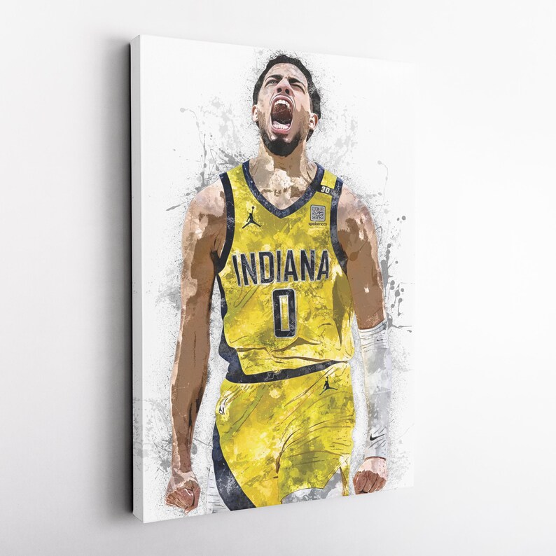Tyrese Haliburton Canvas Print - Indiana Pacers Wall Art, NBA Decor for ...