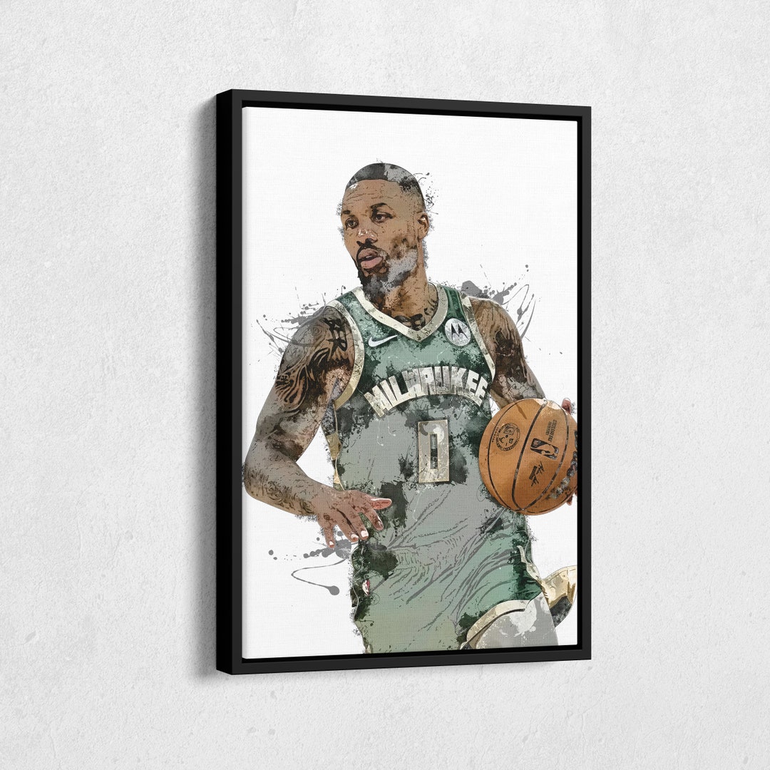 Damian Lillard Poster Milwaukee Bucks Painting Basketball Hand Made ...