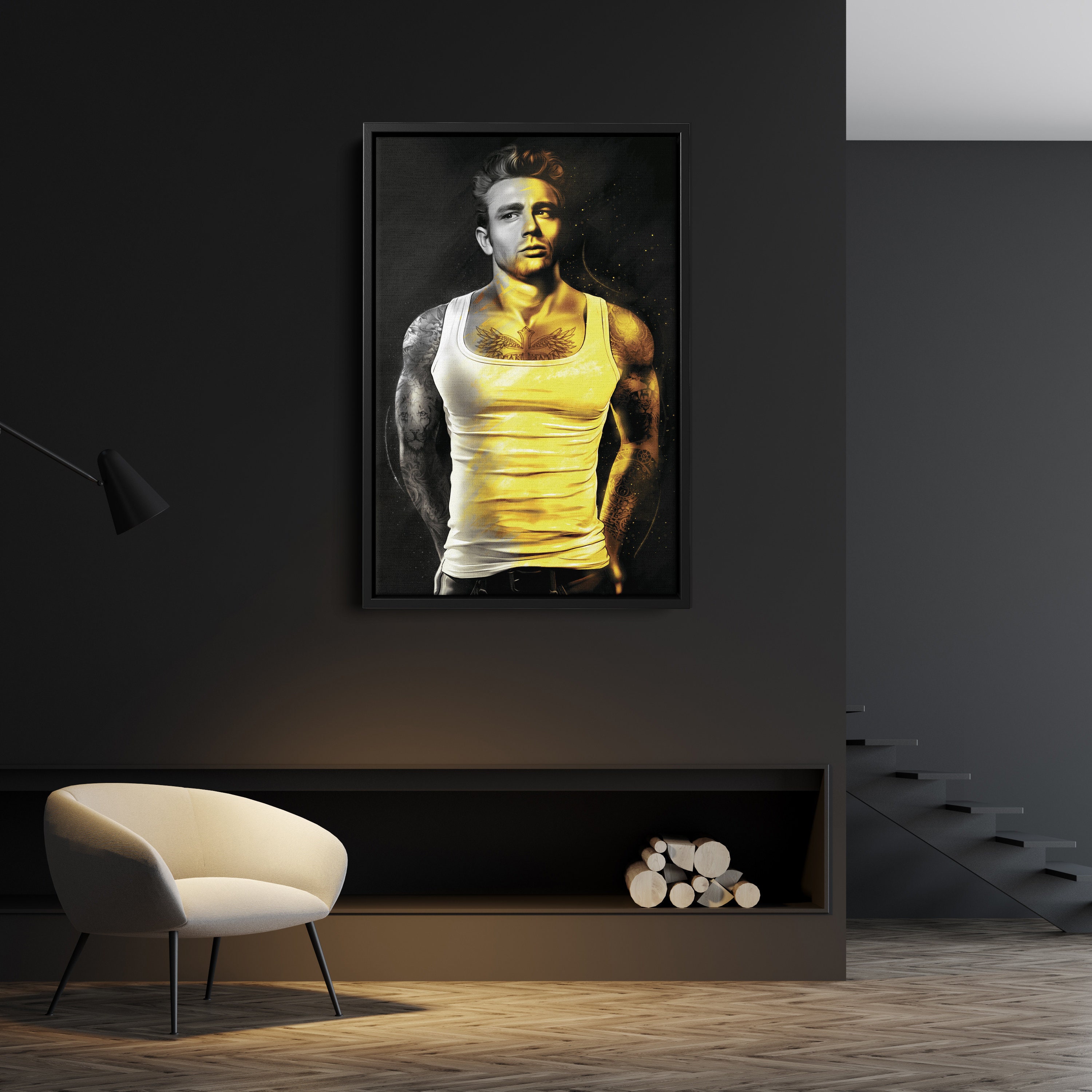 James Dean Poster Tattoo Art Hand Made Poster Canvas Print Wall Art Man ...