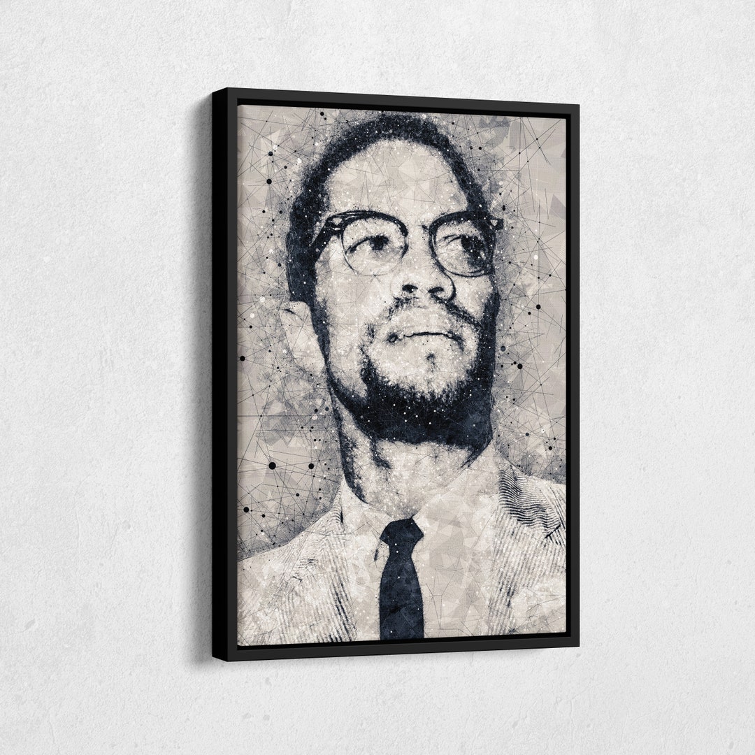 Malcolm X Poster Civil Rights Activist Geometrical Art Hand Made ...