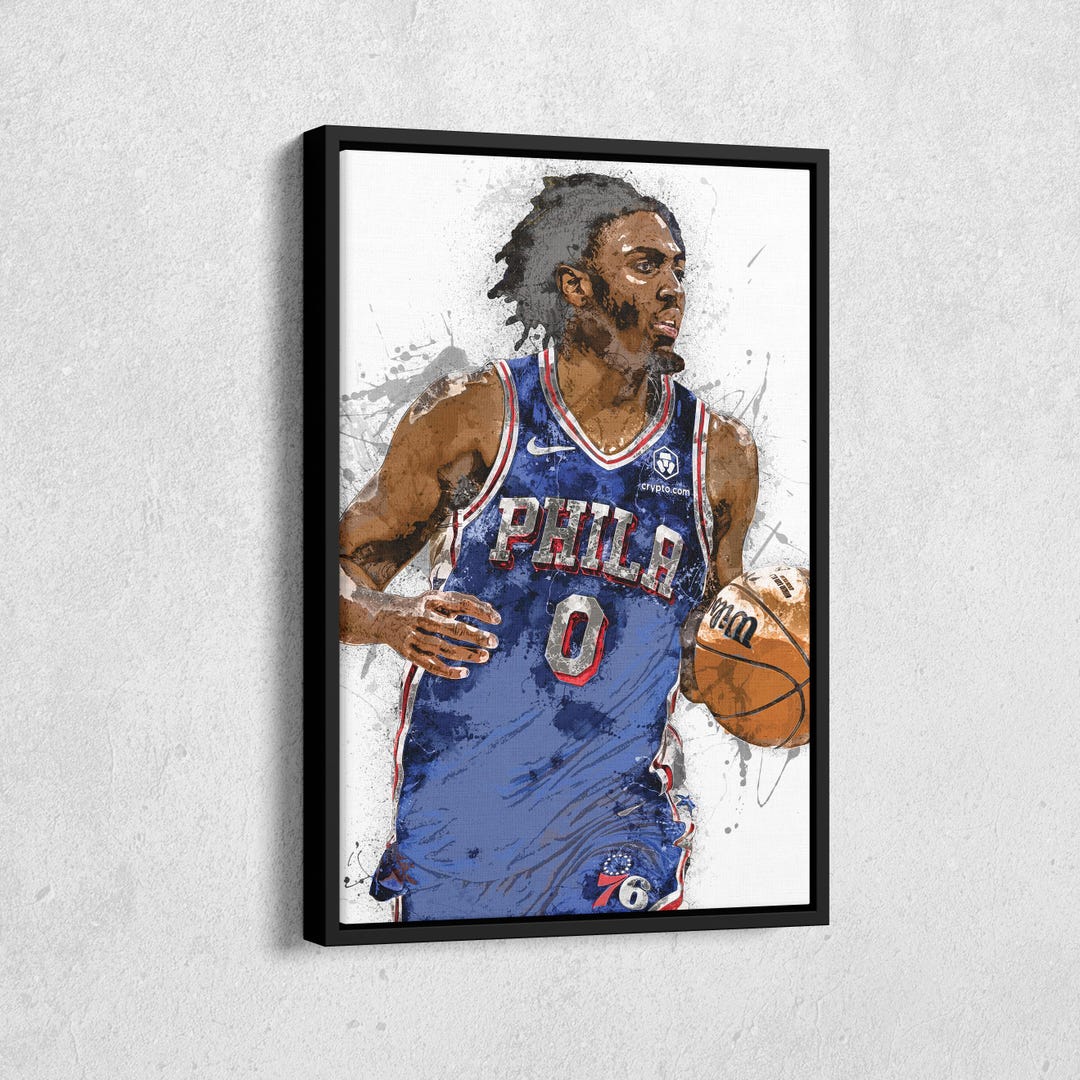 Tyrese Maxey Canvas Print - Philadelphia 76ers Wall Art, NBA Decor for ...