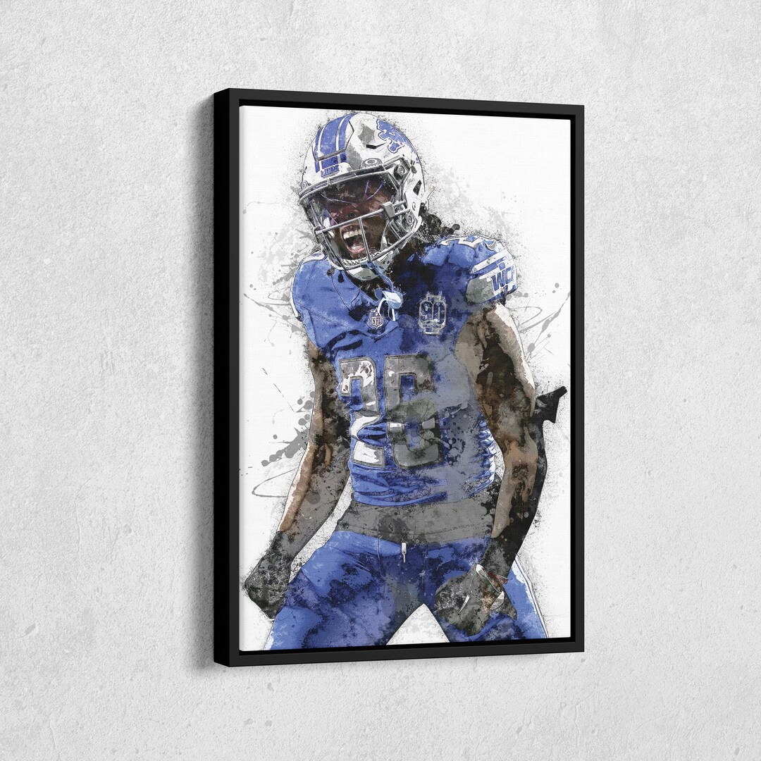 Jahmyr Gibbs Canvas Print - Detroit Lions Wall Art, NFL Decor for Home ...