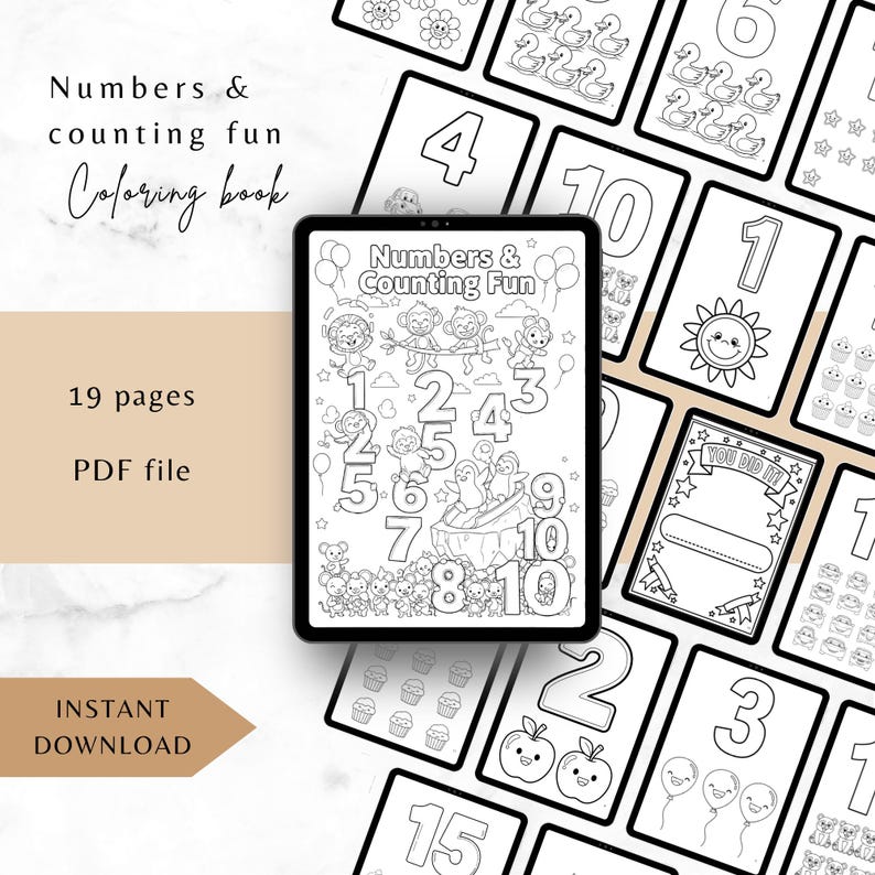 Printable Numbers and Counting Coloring Book for Kids | Learn Numbers 1 ...