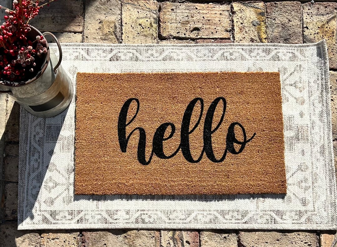 Hello Coir Doormat - Etsy