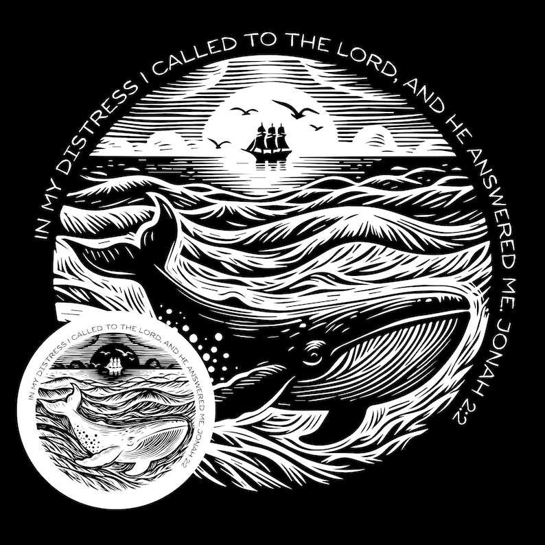 Jonah and the Whale Bible Verse SVG PNG, Religious Digital Download ...