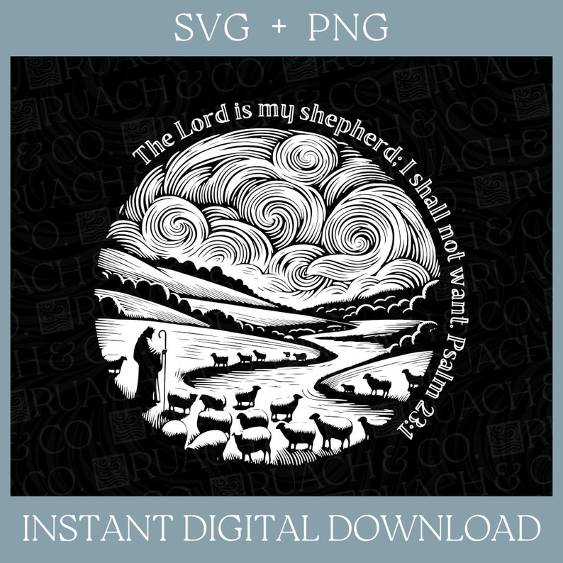 Salmo 23:1 Versículo bíblico SVG + PNG, Descarga digital religiosa ...