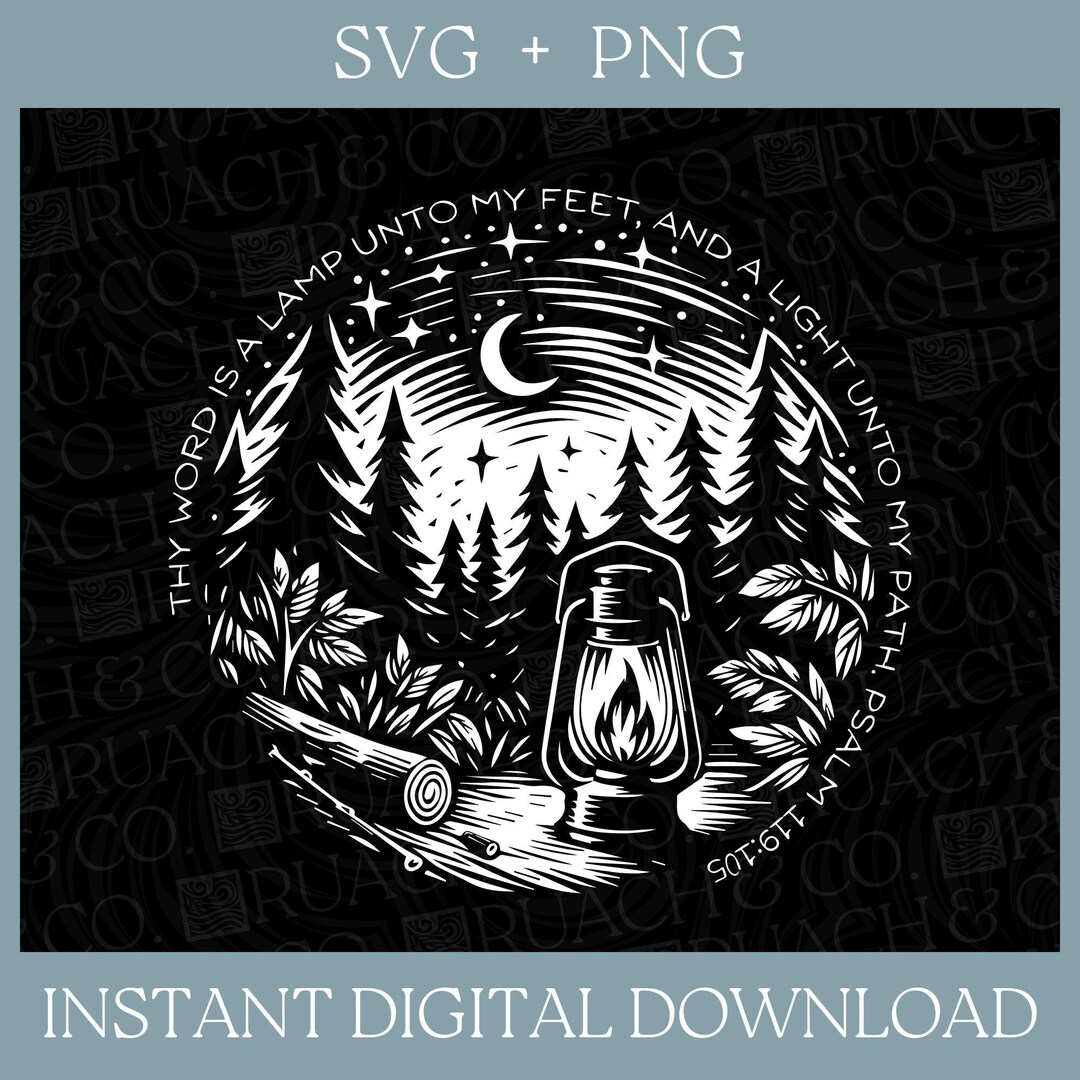 Psalm 119:105 Bible Verse SVG + PNG, Religious Digital Download ...