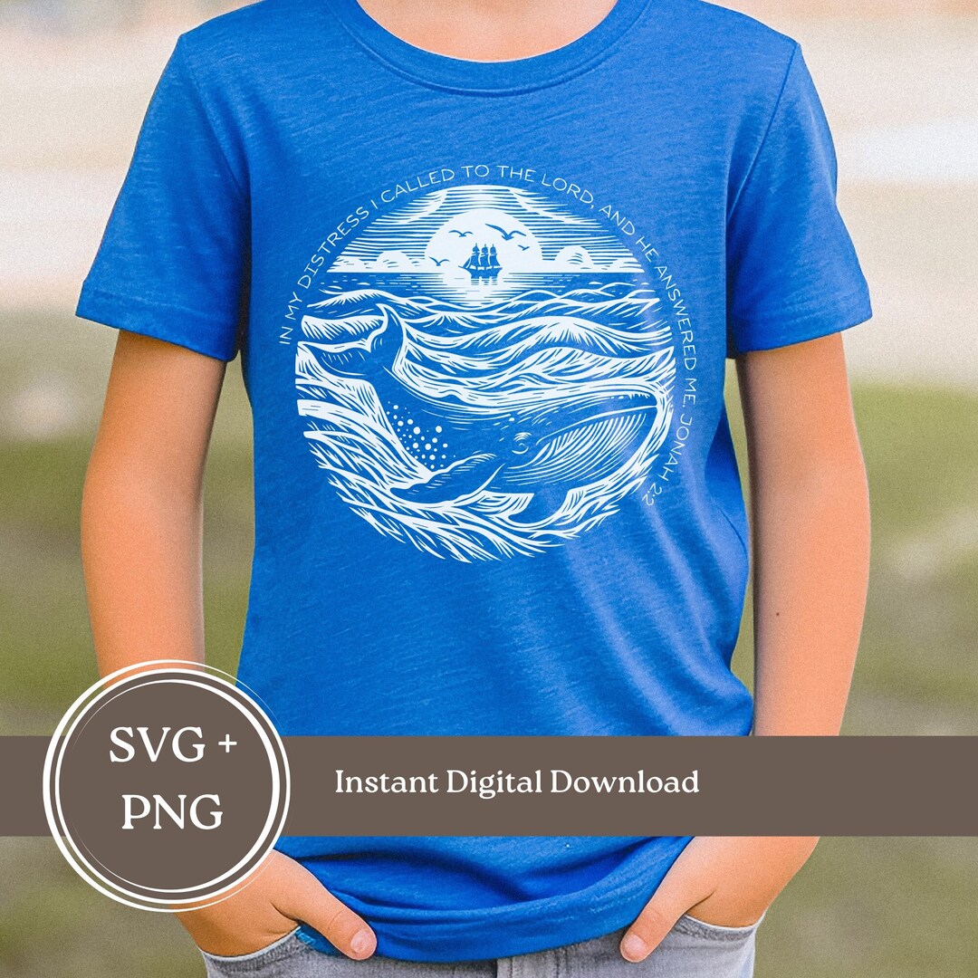 Jonah and the Whale Bible Verse SVG PNG, Religious Digital Download ...