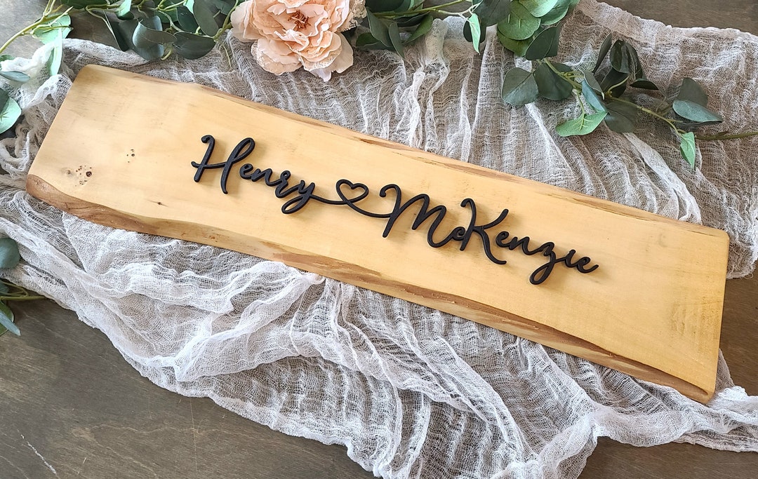Personalized Live Edge Wooden Guest Book With 3D Wording Alternative ...