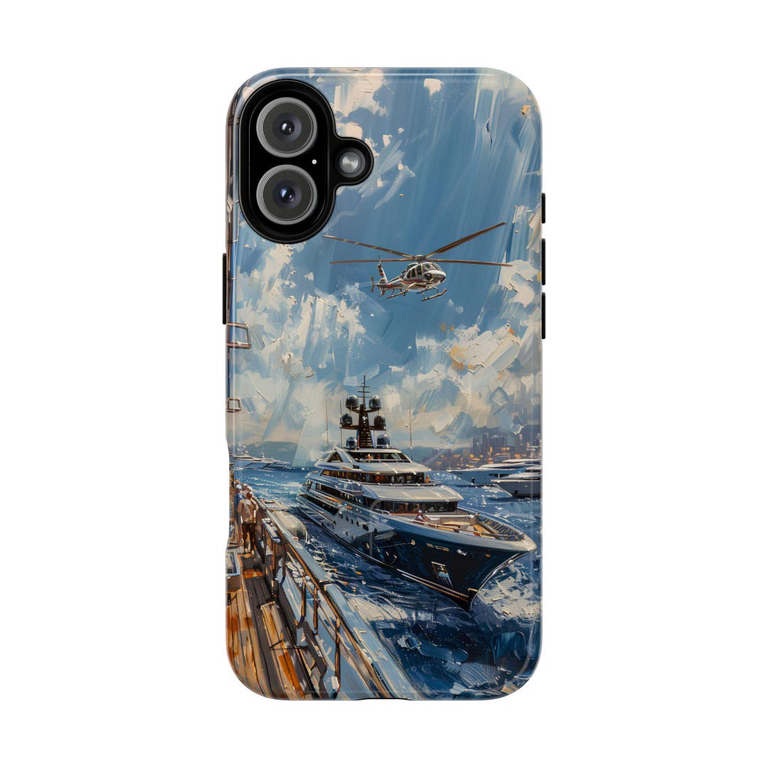 Monaco Oil Painting Yacht & Heli, Magsafe®tough Case for Iphone, Luxury Phone Cases, Oil ...