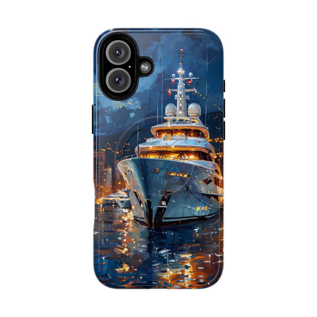 Night Mooring Yacht, Oil Painting, Magsafe®tough Case for Iphone, Super Yacht, Boating, Gift ...