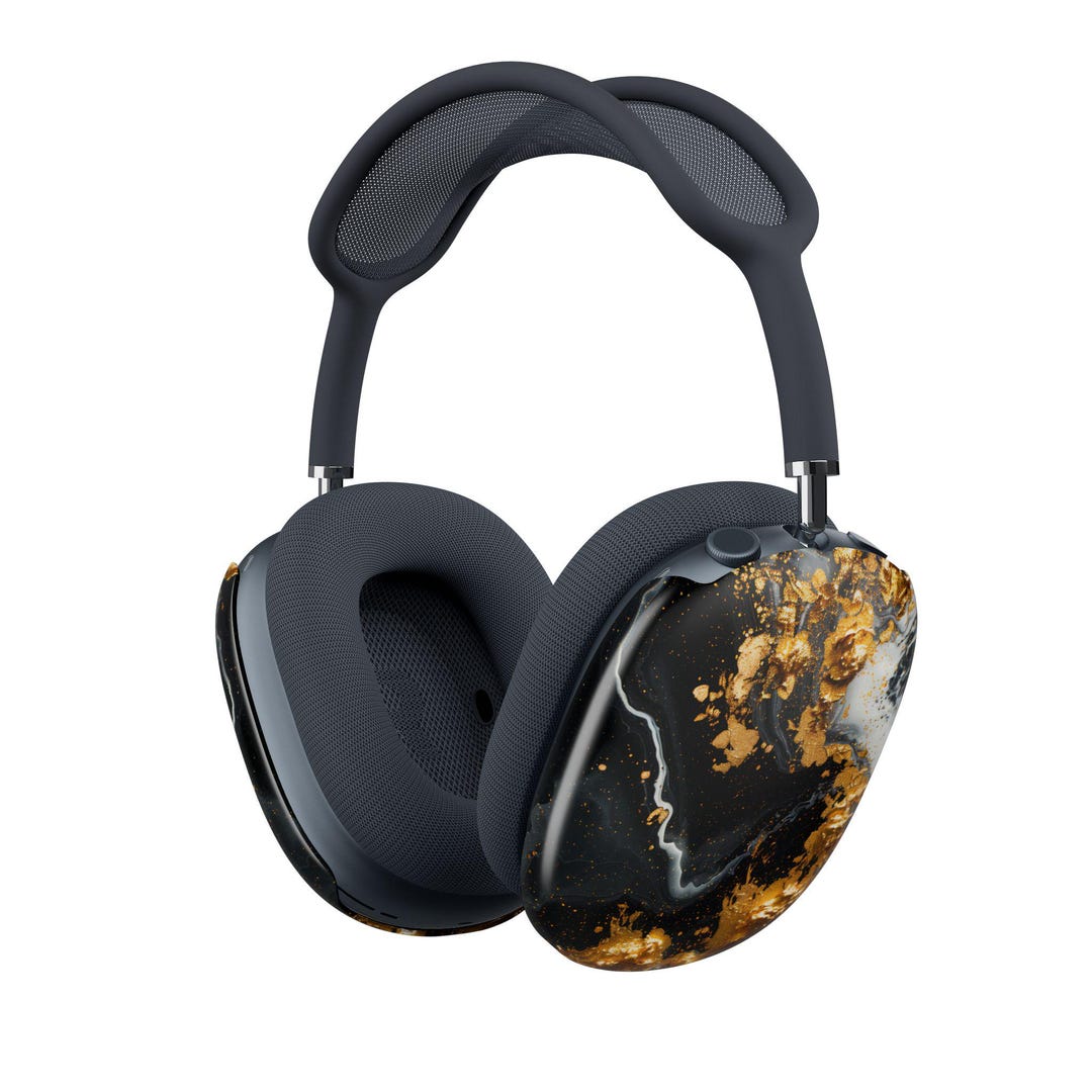 Marbled Black & Gold AirPod Max Custom Covers - Durable, Unique ...