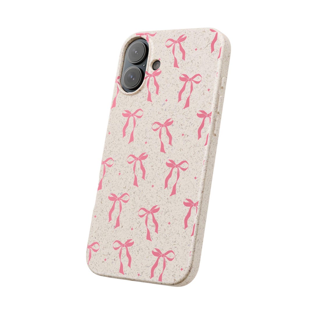 Pretty Pink Bows, Eco-friendly Phone Cases, Biodegradable, iPhone 16 ...