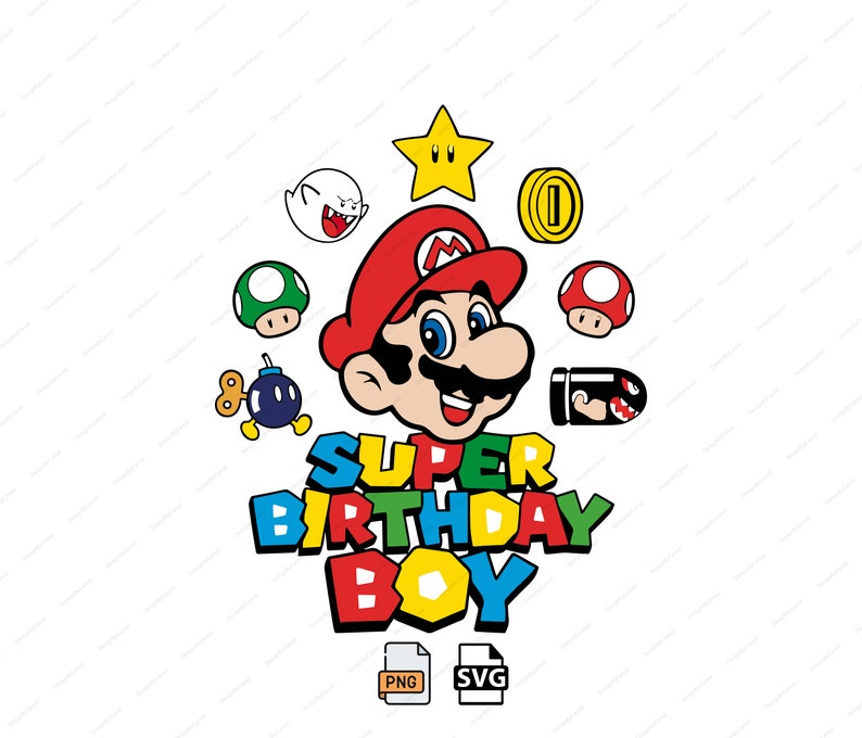 Super Mario Birthday PNG, Super Mario Birthday Boy SVG, Super Mario ...
